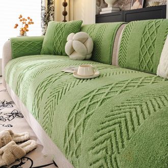 Generic Weicher Baumwoll-Velours Haustiersofa-Bezug - rutschfeste & Waschbare Universaldecke, Schutz f&uuml;r Ecksofas Green 70 * 240cm/27.56 * 94.49in