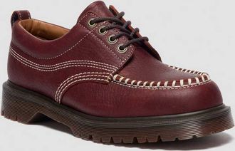 Dr. Martens Lowell Wild Grain Leder Moc Toe Schuhe in Rot, Größe: 36
