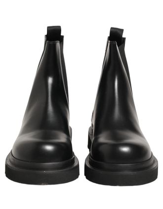 Dolce & Gabbana Black Chelsea Boots Leather Slip On Men Shoes