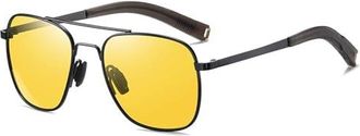 Generic Lunettes De Soleil Polaris&eacute;es En M&eacute;tal For Hommes, Monture Carr&eacute;e, &Agrave; La Mode, For Vacances, Conduite, Plein Air(Yellow)
