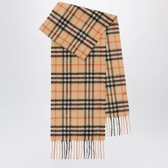 Burberry Beigefarbener Schal mit Karomuster aus Kaschmir