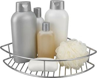 Fackelmann Dusch-Eckablage, hochwertiger Duschkorb aus Edelstahl, Ablage f&uuml;rs Badezimmer, Badregal f&uuml;r Seife und Shampoo, eckige Ablage, edle Duschablage, Eckreg