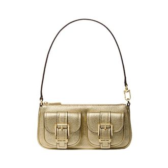 Michael Kors Femme, Sacs, Jaune, Taille: ONE Size Zoe Small Metallic Pebbled Leather Convertible Pochette