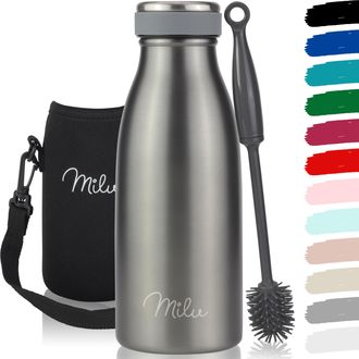 Milu Edelstahl Trinkflasche 350ml, 500ml, 750ml, 1L, 1,5L - Thermosflasche für Kinder Erwachsene auslaufsicher Isolierflasche Kohlensäure geeignet- inkl. R