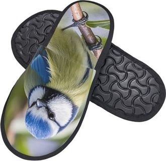 Generic Pantoufles Mésange Bleue Lavables Chaussons Confortable Pantoufles En Coton Pour Chambre DIntérieur De Camping M