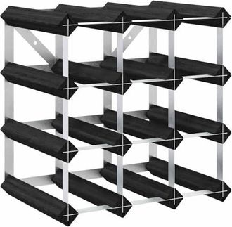 vidaXL Casier &agrave; Bouteilles pour 12 Bouteilles Range Bouteilles Stockage de Vins Porte-Bouteille Meuble &agrave; Vin Int&eacute;rieur Noir Bois de Pin Solide