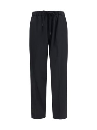 Maison Margiela Mens Pants Drawstring Straight-Leg Black Polyester Trousers