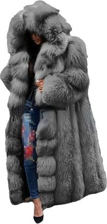 Generic Manteau Chaud Dhiver En Fausse Fourrure &Agrave; Capuche Longue &Agrave; Simple Boutonnage Pour Femme