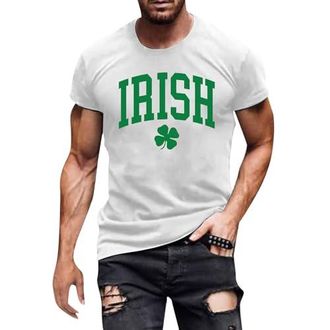 Generic T-shirt pour homme T-shirt tendance avec imprim&eacute; Saint Patrick pour homme, haut d&eacute;contract&eacute; et confortable, Blanc., XXL