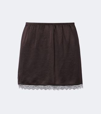 Leset Mini-jupe Barb en satin &agrave; dentelle