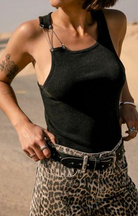 Freeman T. Porter Kurzarmshirt Dorila Rib Top Damen Tanktop schwarz - &auml;rmelloses Top Damen - Shirt