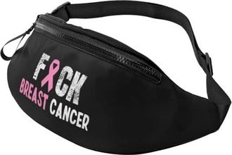 Generic &Agrave; Bas Le Cancer Du Sein! Ruban Roses Sac Banane Unisexe Sac &Agrave; Bandouli&egrave;re R&eacute;glable Sacoche Ceinture Pour Femme Camping Sorties 14X35Cm