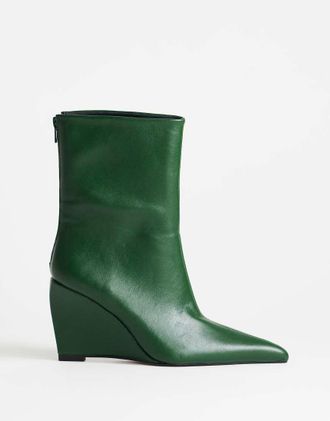 Topshop Kendrick bottines &agrave; talon compens&eacute; sculpt&eacute; vert fonc&eacute;