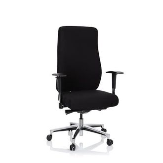 hjh OFFICE 702312 Profi B&uuml;rostuhl FORCOM Stoff Schwarz Drehstuhl gepolstert, breite Sitzfl&auml;che, hohe R&uuml;ckenlehne, bis 130kg belastbar
