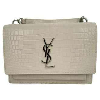 Saint Laurent Pre-owned Crocodile Embossed Sunset Wallet on Chain - - Pre-owned - Damen - Beige - ONE SIZE