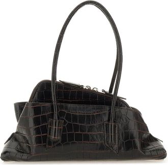 The Attico Womens Shoulder Bag La Passeggiata Small Brown Leather