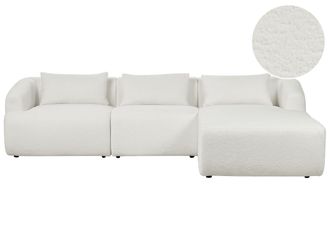 Beliani 3-Sitzer Ecksofa L-förmig Bouclé weiß mit Chaiselongue Links 3 Kissen Svansele