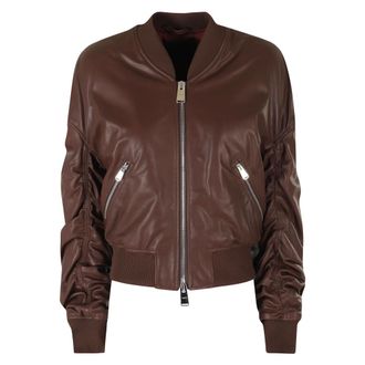Dondup Femme, Vestes, Brun, Taille: 40 FR Blouson Bombeur Oversize en Cuir Nappa