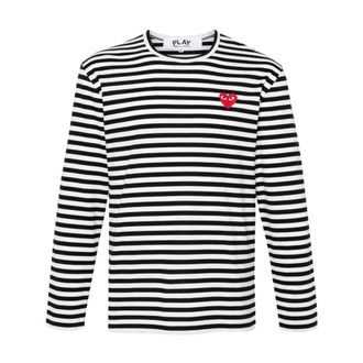 Comme Des Gar&ccedil;ons Homme, Tops, Multicolore, Taille: XL T-shirt &agrave; rayures avec application de coeur