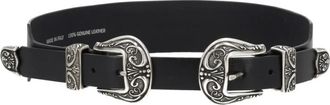 Golden Goose G&uuml;rtel aus gewaschenem Leder mit doppelter Schnalle - - Accessories - unisex - Schwarzk - 75 CM