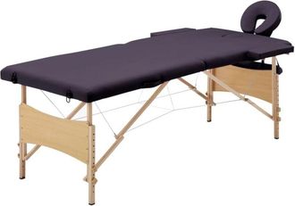 vidaXL Massageliege Klappbar 2-Zonen mit Holzgestell Lila - Vidaxl