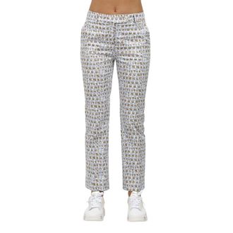 Via Masini 80 Baumwoll Stretch Karo Print Hose - - Trousers - Damen - Grau - S