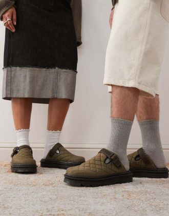 Dr. Martens ZebZag - Mules matelass&eacute;es unisexes - Vert kaki