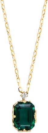 Edenly Collier Elise - 9-karätiges Gelbgold, Synthetischer Smaragd und Diamant
