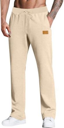 Generic Pantalon de surv&ecirc;tement ample pour homme avec bas ouvert, coupe droite, jambes larges, taille &eacute;lastique, cordon de serrage, pantalon de sport avec poc