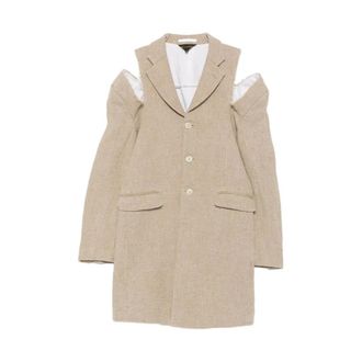 Comme Des Gar&ccedil;ons Cut-Out Frayed Coat - - Coats - Damen - Beige - M