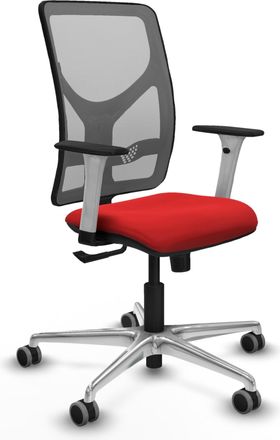 Piqueras y Crespo B&uuml;rostuhl, rot, mit wei&szlig;en und schwarzen Armlehnen, h&ouml;henverstellbare Lendenwirbelst&uuml;tze, ausgestattet mit 3 Positionen und Schaumstoff. Grau/Rot