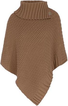 Knit Factory Nicky Poncho Tricot&eacute; - Cape Femme - Poncho Femme - Poncho pour lAutomne et lHiver - Poncho en Laine et Acrylique - avec col &eacute;charpe - Nude - Taille Un