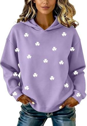 Generic HUIFUAO Sweat &agrave; capuche pour la Saint-Patrick pour femme - Sweat &agrave; capuche amusant en forme de tr&egrave;fle irlandais - Costume irlandais - Tr&egrave;fle vert - Ch