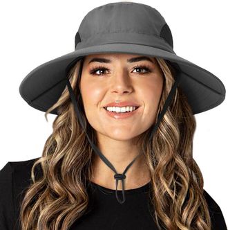 Dreshow Damen Sonnenhut UV Schutz Hut Faltbar Mesh Breite Krempe Angeln Pferdeschwanz Sommerh&uuml;te Strand Eimer H&uuml;te