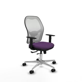 Piqueras y Crespo Jorquera Schreibtischstuhl mit 1D-Armen, h&ouml;henverstellbare Lendenwirbelst&uuml;tze, ausgestattet mit Syncro/Traslack und injiziertem Schaumstoff, Wei&szlig;/Viol