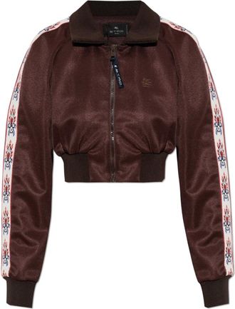 Etro Femme, Sweatshirts et sweats &agrave; capuche, Brun, Taille: 38 FR SweaT-shirt Court &agrave; Bandes Contrast&eacute;es