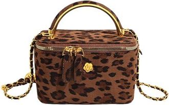 Generic Sac &agrave; bandouli&egrave;re r&eacute;tro en daim synth&eacute;tique imprim&eacute; l&eacute;opard avec poign&eacute;e pour femme, travail, shopping, voyage, quotidien, caf&eacute;, 6.69x4.33x3.15inch