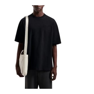 Olaf Hussein Homme, Tops, Noir, Taille: M Tee Studio Noir avec broderie 3D