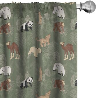 Abakuhaus Forest Friends Vorh&auml;nge, Gardinen, Bl&auml;tter und Tiere, Fensterbehandlungen f&uuml;r Wohnzimmer Schlafzimmer Dekor, 2 St&uuml;ck 75 cm b x 175 cm h, Resedagr&uuml;n Mu