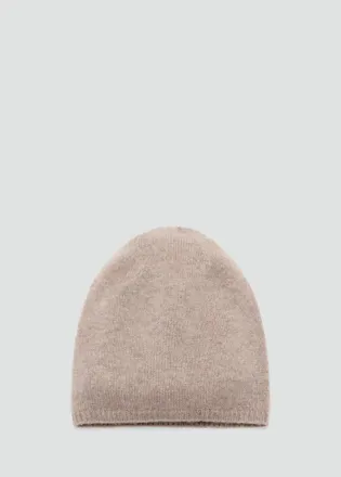 Mango Bonnet maille cachemire beige - Femme - Taille unique - MANGO