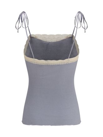 Chlo&eacute; Womens Jersey And Lace Thin Strap Top Cashmere Grey Kashmir-Capra Hircus Kashmir/capra