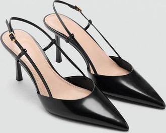 Mango Chaussures talon cuir pointues noir - Femme - 35 - MANGO