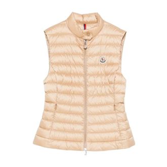 Moncler Zip Steppweste - - Jackets - Damen - Beige - L