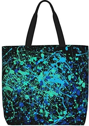 Generic Sac Fourre-Tout &Eacute;claboussures N&eacute;on Phosphorescentes Sac &Agrave; Provisions En Toile R&eacute;utilisable De Grande Capacit&eacute; Sacs En Toile, Pour Femmes, Voyage, Tous