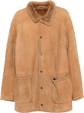 A.N.G.E.L.O. Vintage Cult manteau à col en peau lainée (années 1980) - Tons neutres