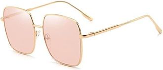 Generic Lunettes de soleil rétro carrées en métal pour hommes et femmes pour les vacances en plein air, lunettes de soleil de sport tendance (couleur : F, tai