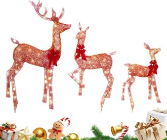 Generic Rentier-Dekorationen | 2D-Acryl-Licht - Dekoration f&uuml;r die Hirschfamilie im Freien beleuchtet - f&uuml;r die Tradition der Party Feiertage Familienfest Fes