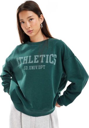 Superdry Athletic Essentials - L&auml;ssig geschnittenes Sweatshirt in Emaille-Gr&uuml;n mit Rundhalsausschnitt