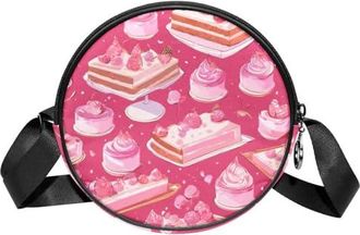 Generic Petit sac &agrave; bandouli&egrave;re circulaire pour femme, petit sac &agrave; bandouli&egrave;re avec fermeture &eacute;clair, bretelles r&eacute;glables, sac &agrave; main rond d&eacute;contract&eacute; pour fe