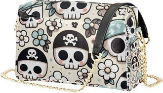 Mnsruu Sacs à bandoulière en cuir pour femme, motif tête de mort de pirate, sac à main